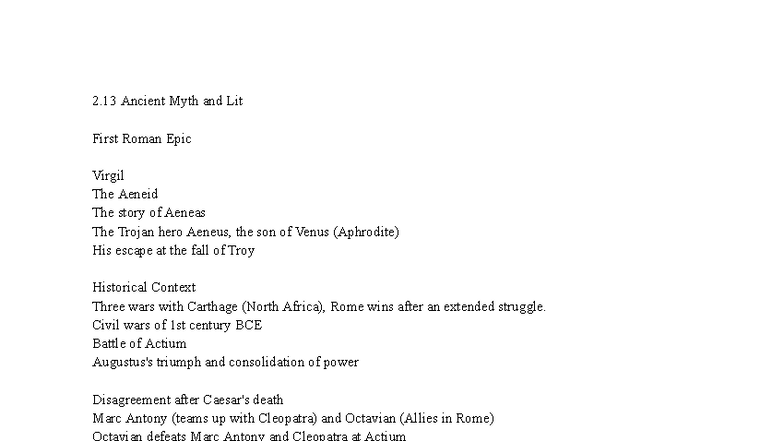 2.13 The Aeneid: Summary of Virgil's Epic and Historical Context - Studocu