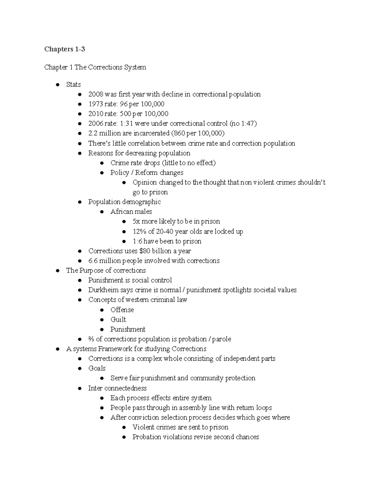 CORR 101: Unit 1 - Overview of the Corrections System and History - Studocu