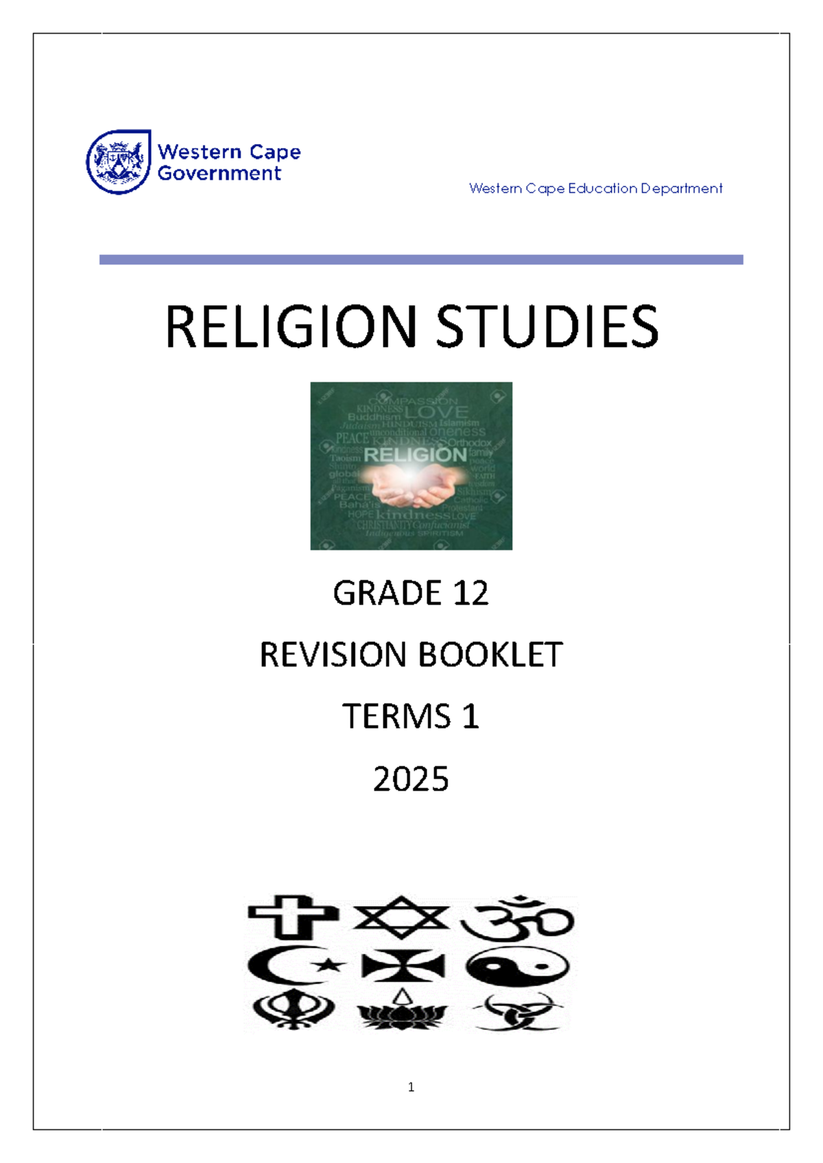 Revision Booklet: Religion Studies Grade 12 RS T1 2025 - Studocu