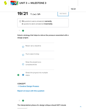 UNIT 3 Milestone 3 - 1 CONCEPT → Critically Analyzing the Work 21 / 21 ...