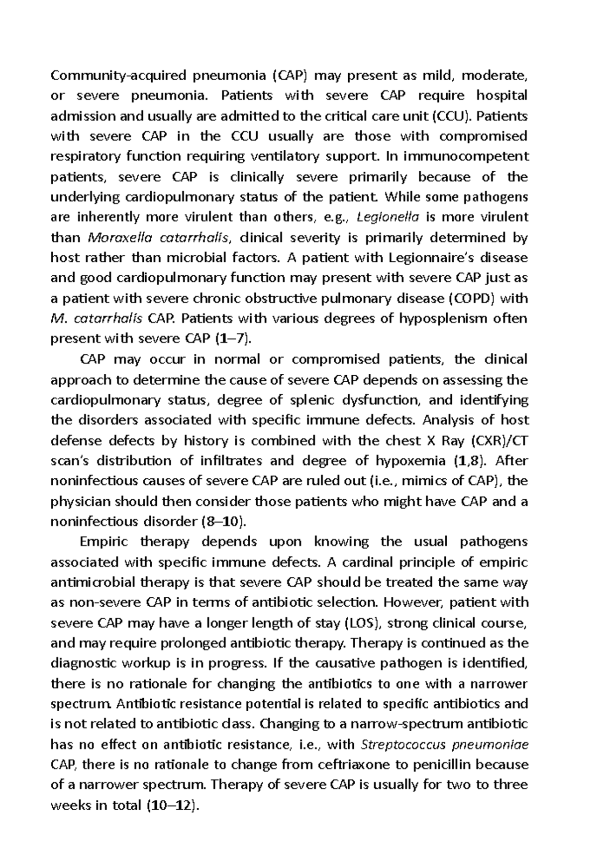 Severe Community-Acquired Pneumonia in Critical Care - Community ...