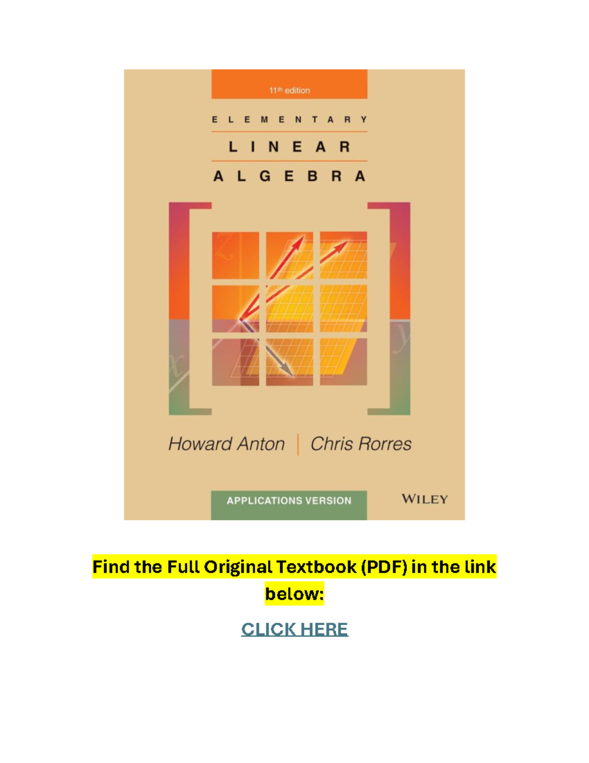 799384766 Elementary Linear Algebra 11th Ed. Textbook Overview - Studocu