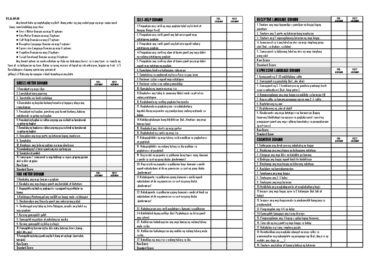 Matatag ECCD Checklist: Comprehensive Assessment of Child Development ...