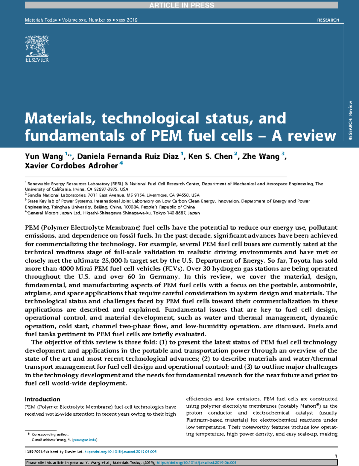PEM Fuel Cells: Materials, Tech Status & Fundamentals Review - Studocu