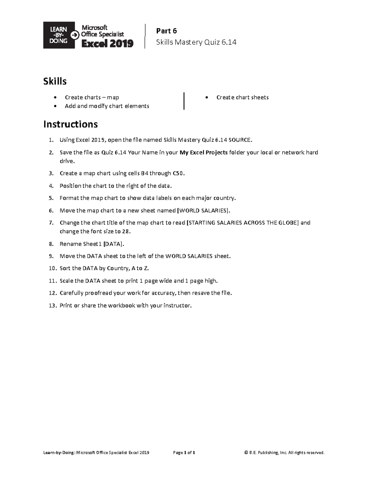 Skills Mastery Quiz 6.14: Excel Chart Creation Instructions - Studocu