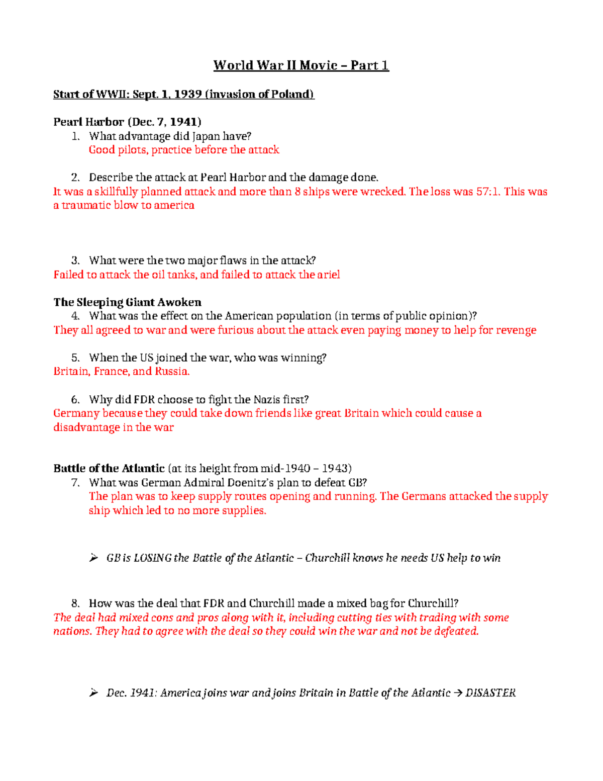 WWII Analysis Questions: Key Events and Strategies Explored - Studocu