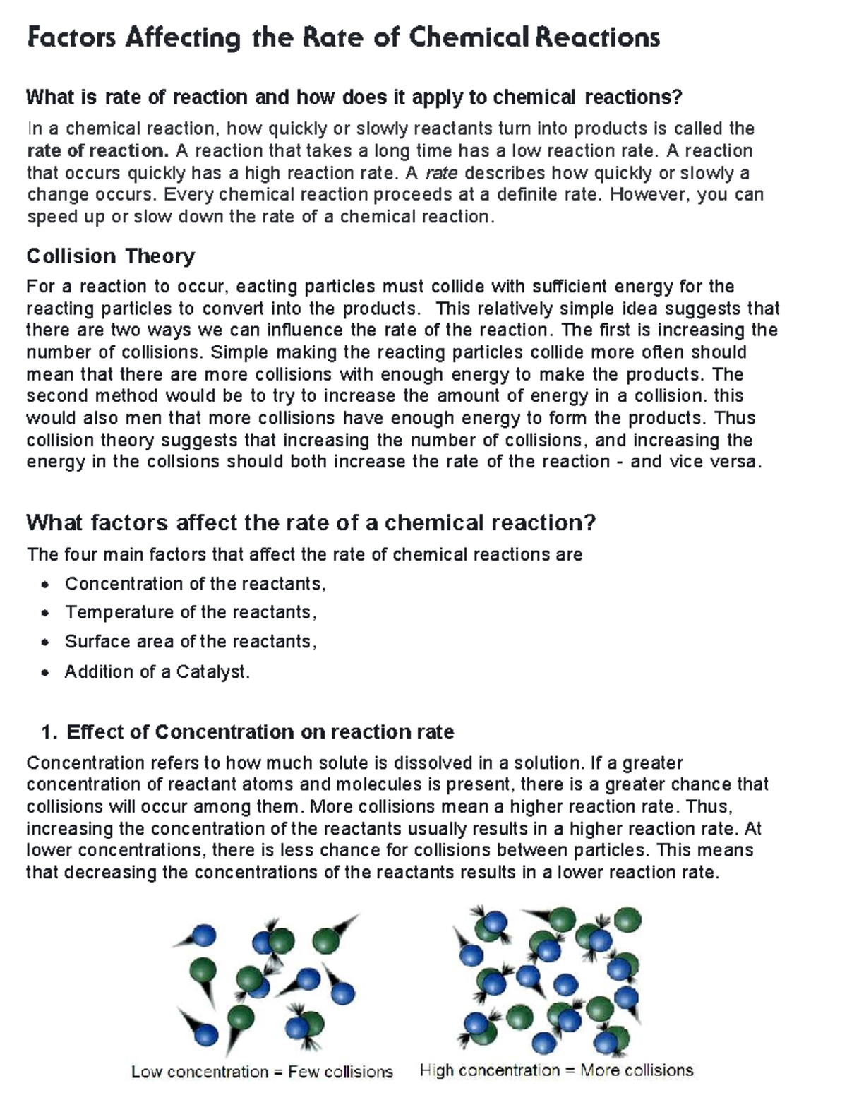 Factors Affecting the Rate of Chemical Reactions - Rates of Reaction ...