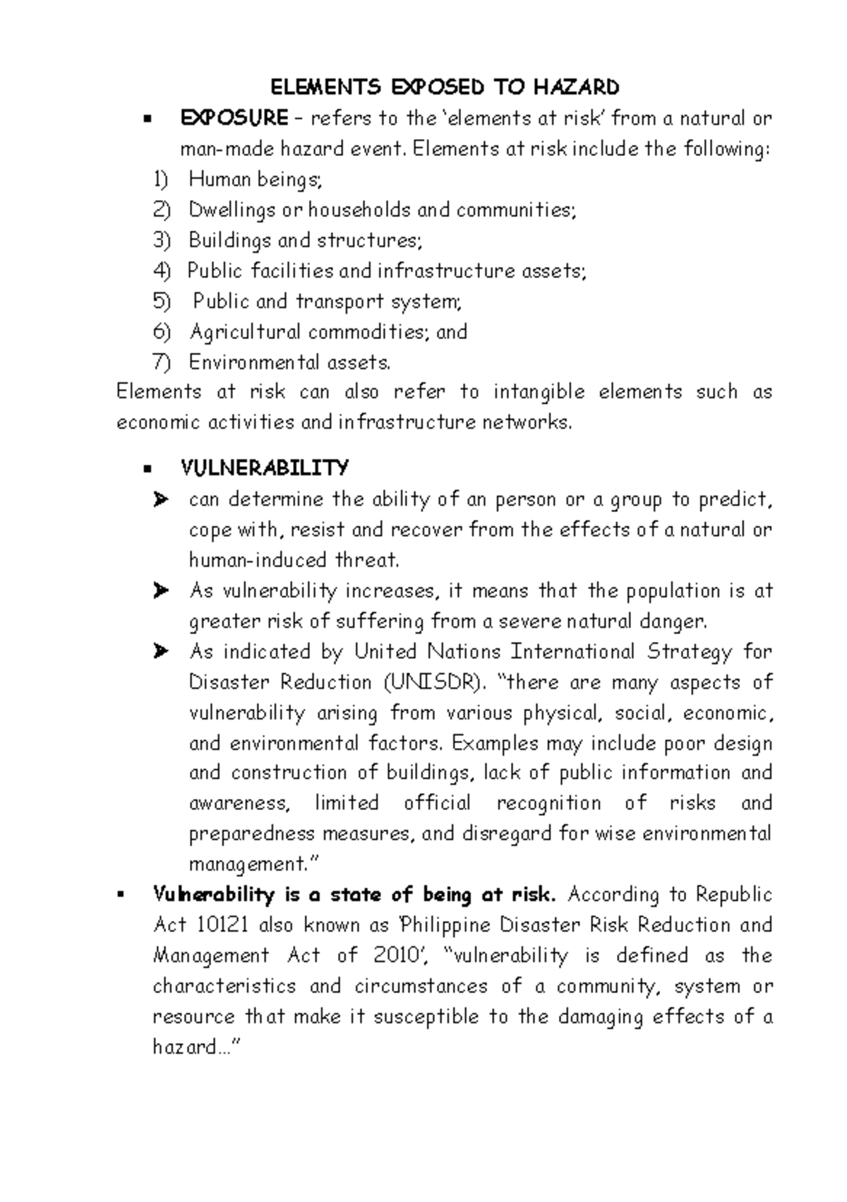 DRR 5 - Understanding Vulnerability and Exposure to Hazards - Studocu