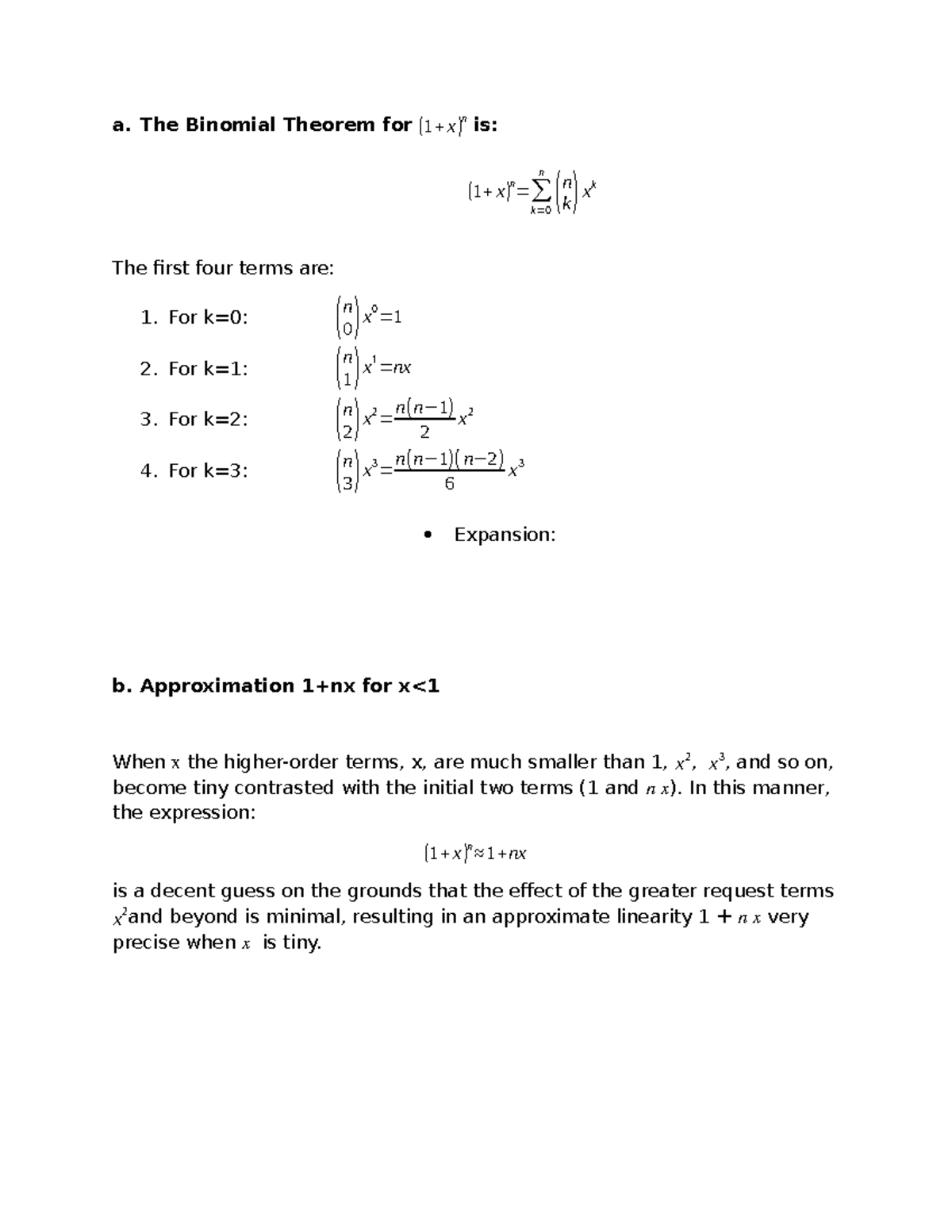 (1+x)^n question - random answers - a. The Binomial Theorem for ( 1 + x ...