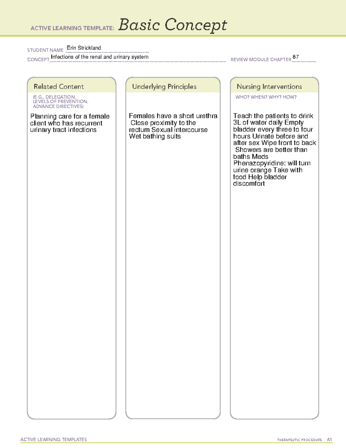 ACTIVE LEARNING TEMPLATE: Infections of the Urinary System - Studocu