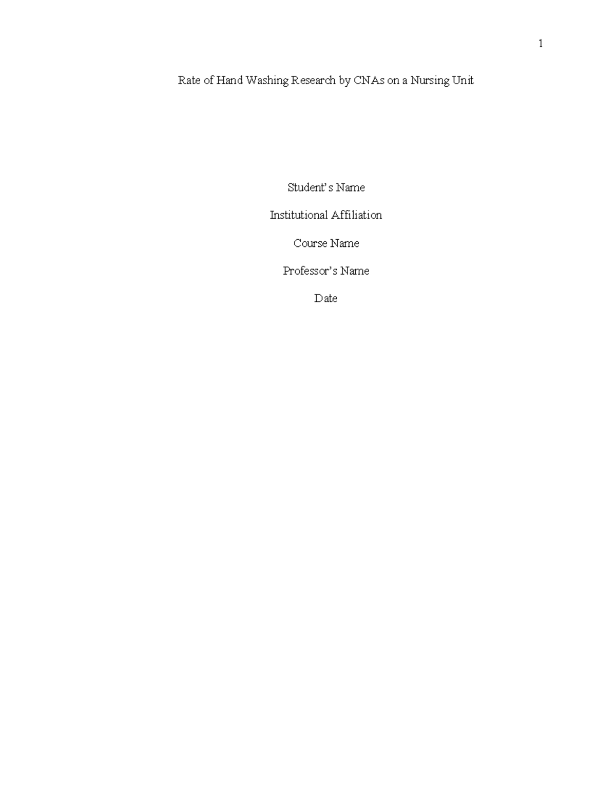 Research - Hand Hygiene Compliance & the PDCA Model in Nursing Units ...