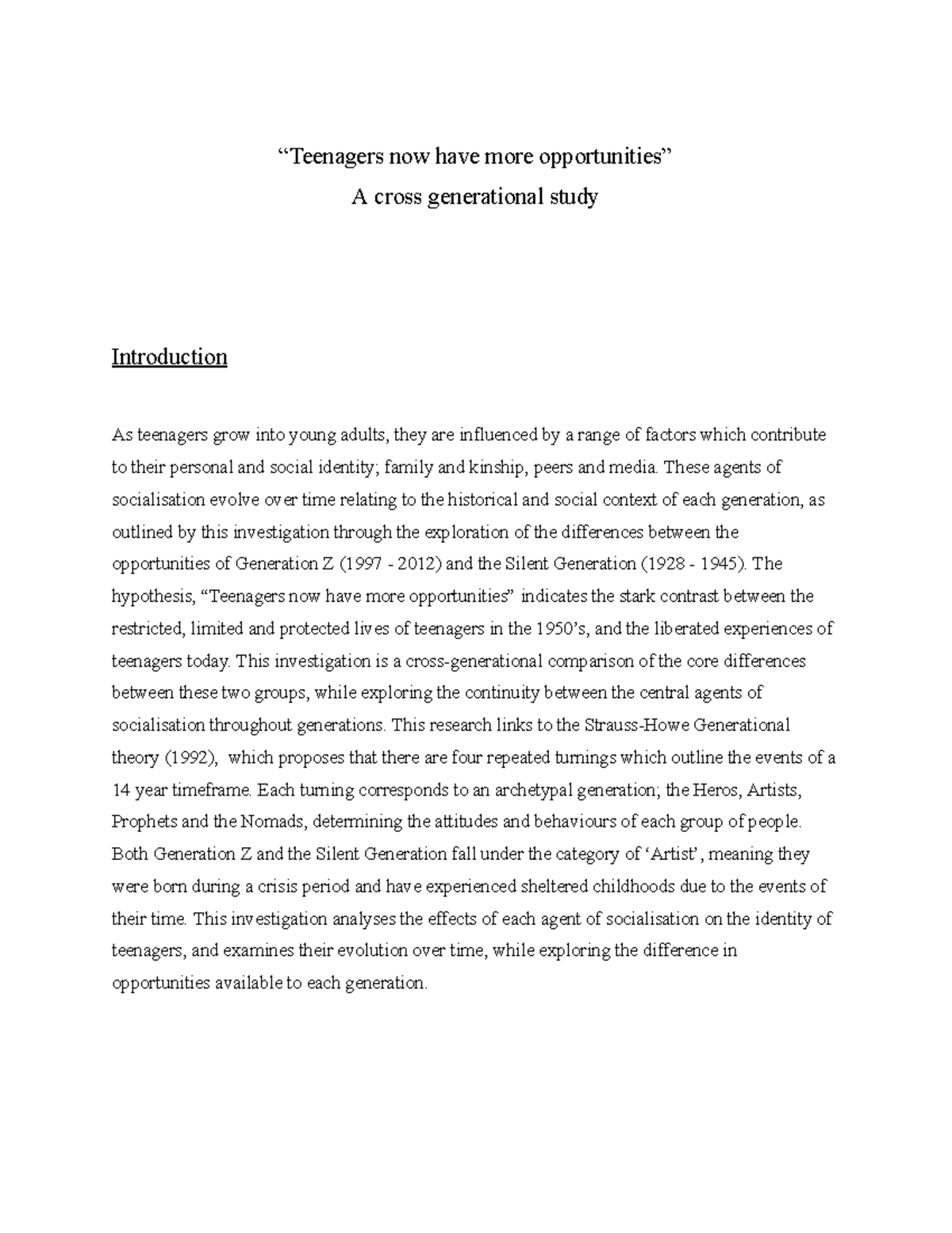 Cross Generational Study: Comparing Gen Z and Silent Generation - Studocu