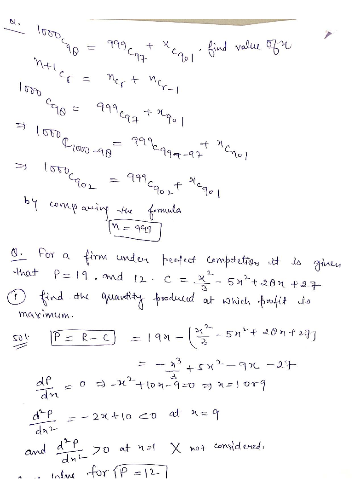 C97 Business Mathematics: Profit Maximization & Revenue Analysis - Studocu