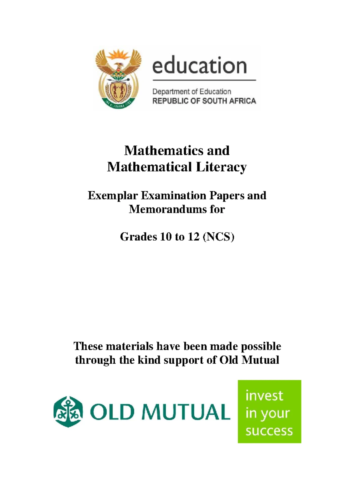 Mathematical Literacy GRADE 12 Term 1 Investigation - 2024 Exam Guide ...