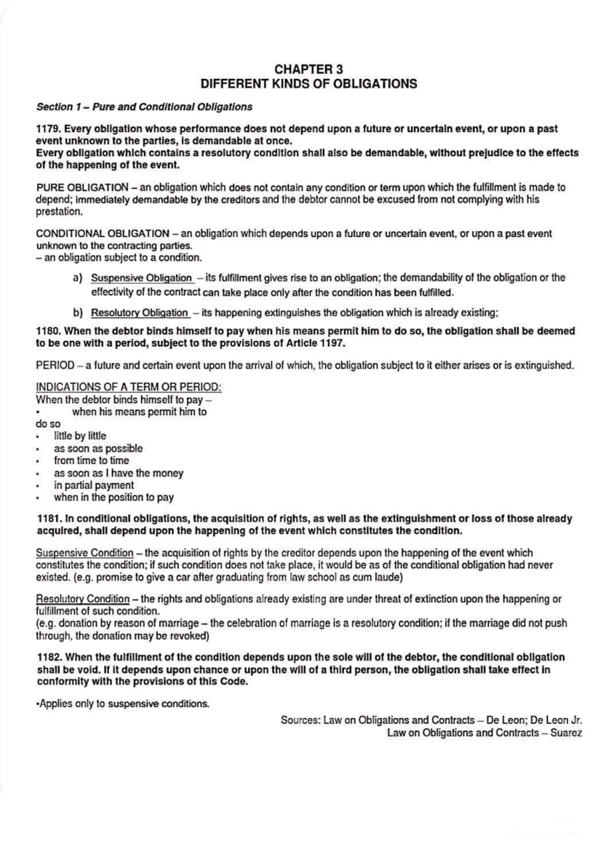 CHAPTER 3: TYPES OF OBLIGATIONS - Pure, Conditional, and Period ...