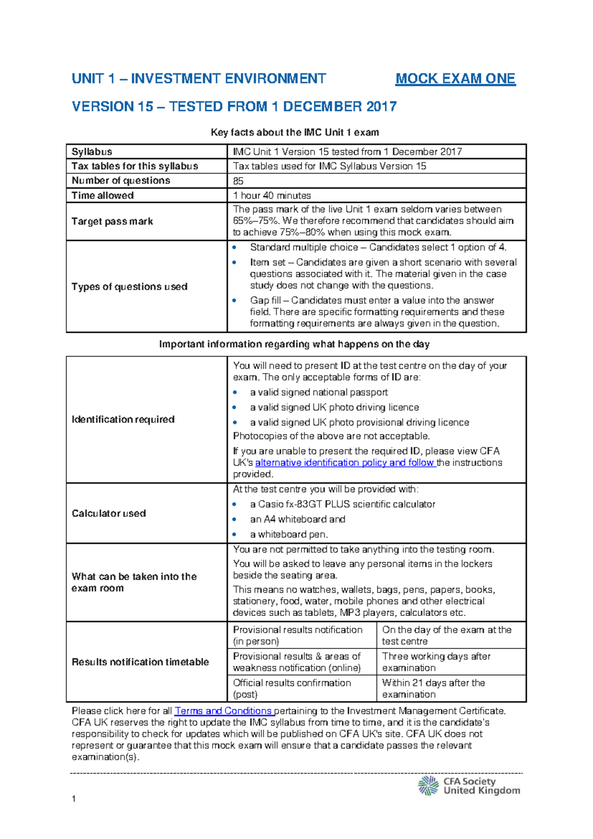IMC Unit 1 Mock Exam Version 15 - Key Facts & Question Guide - Studocu