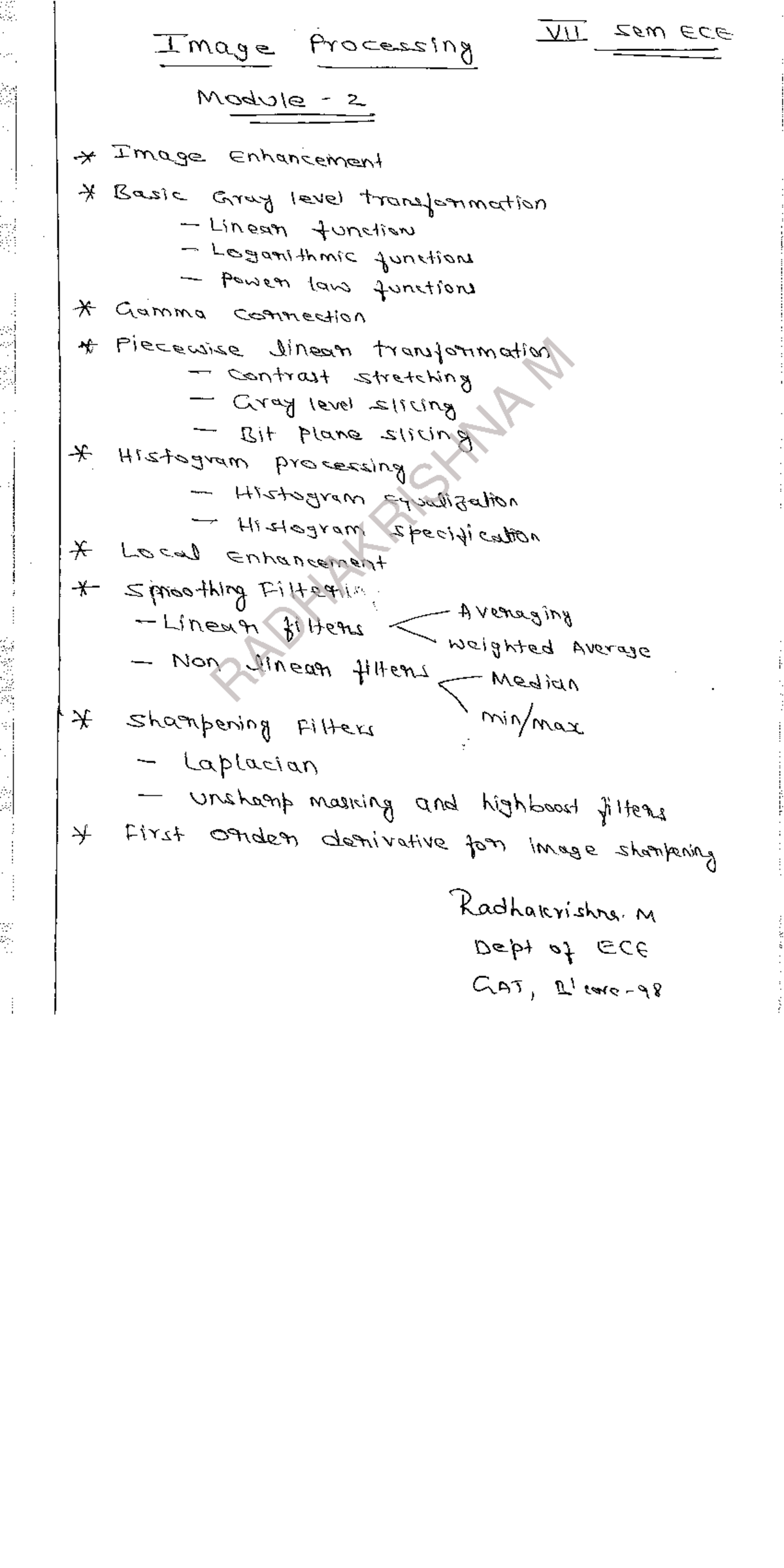 Digital Image Processing 15EC72 Module-2 - Studocu