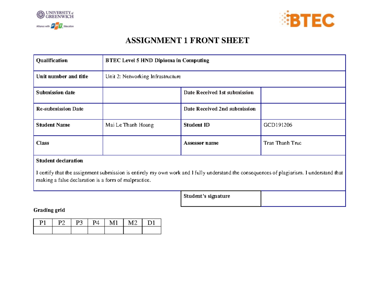 1 Unit 2 - Assignment 1-1619-Mai Le Thanh Hoang-191206 - ASSIGNMENT 1 ...