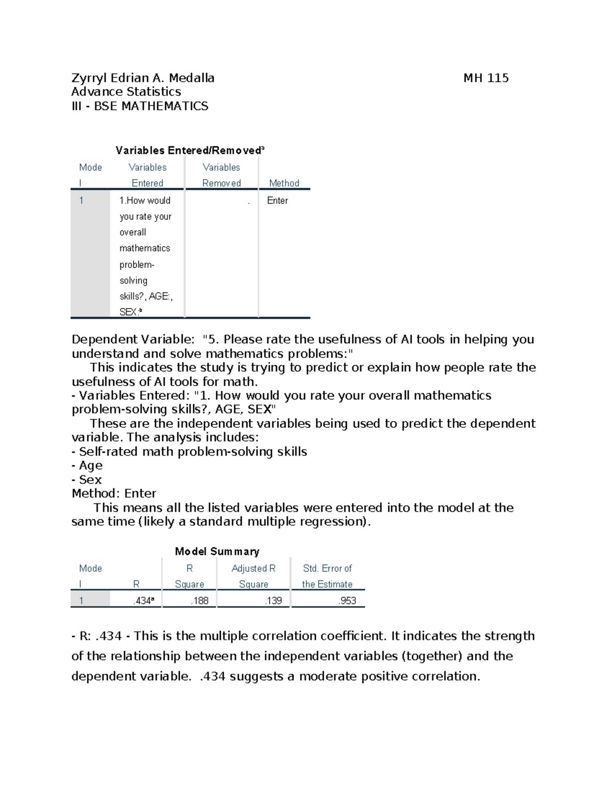 BSE MATHEMATICS MH 115: AI Tools & Math Skills Analysis - Studocu