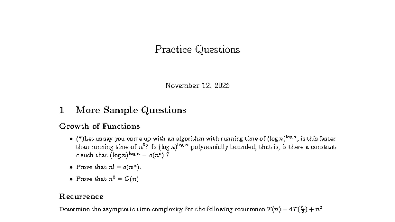 CS101 Practice Questions on Algorithm Complexity and Graphs - Studeersnel