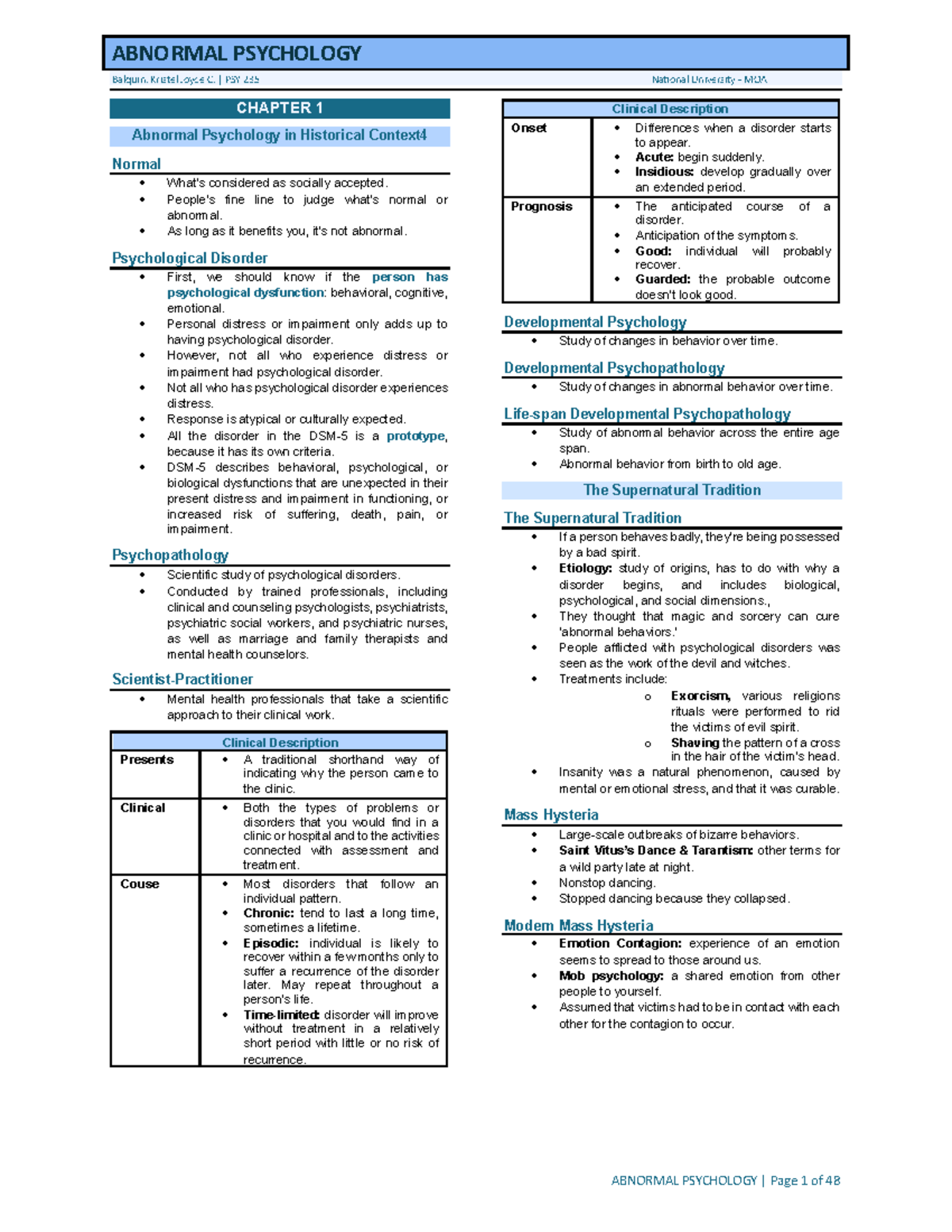 PSY 235 Abnormal Psychology: Chapter 1 Overview and Key Concepts - Studocu