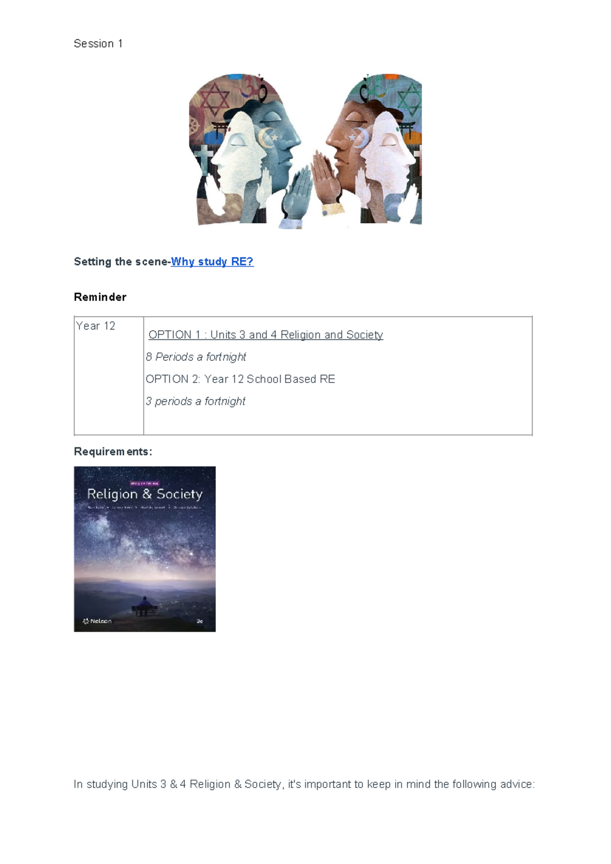 Year 12 RE Study Design: Session 1 Overview for Units 3 & 4 - Studocu