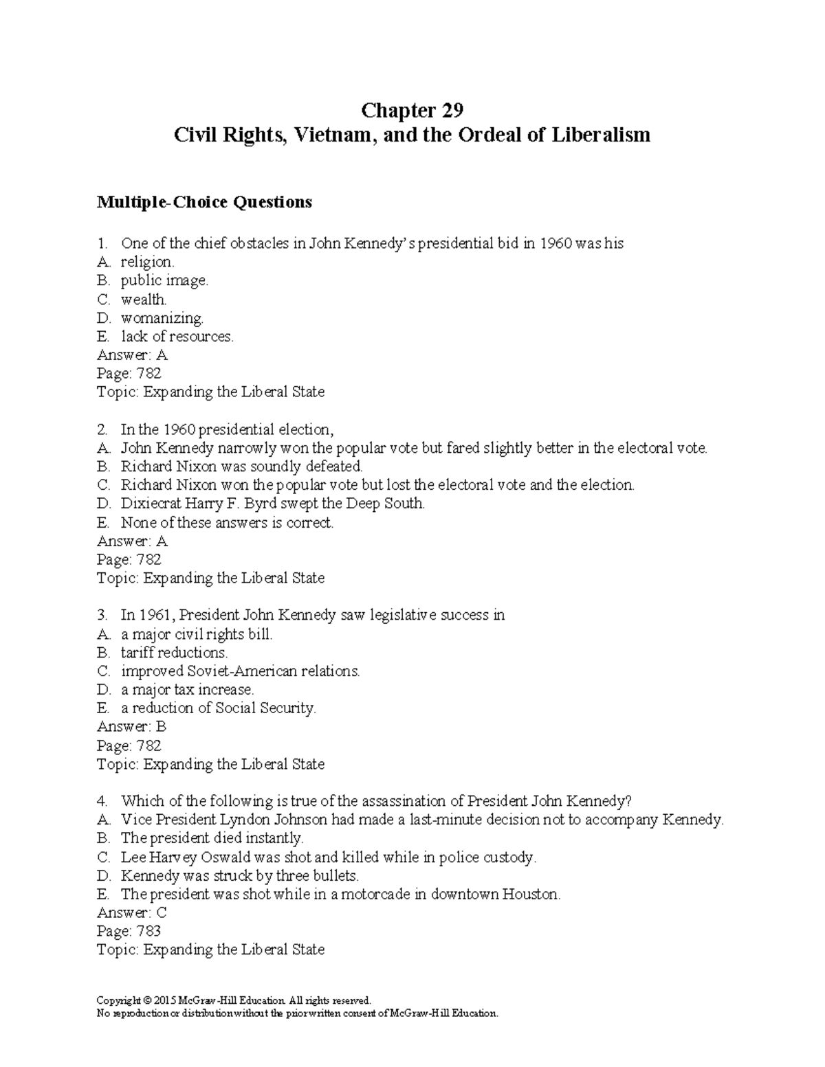 Brinkley 15 TB Chapter 29: Civil Rights & Vietnam Overview - Studocu