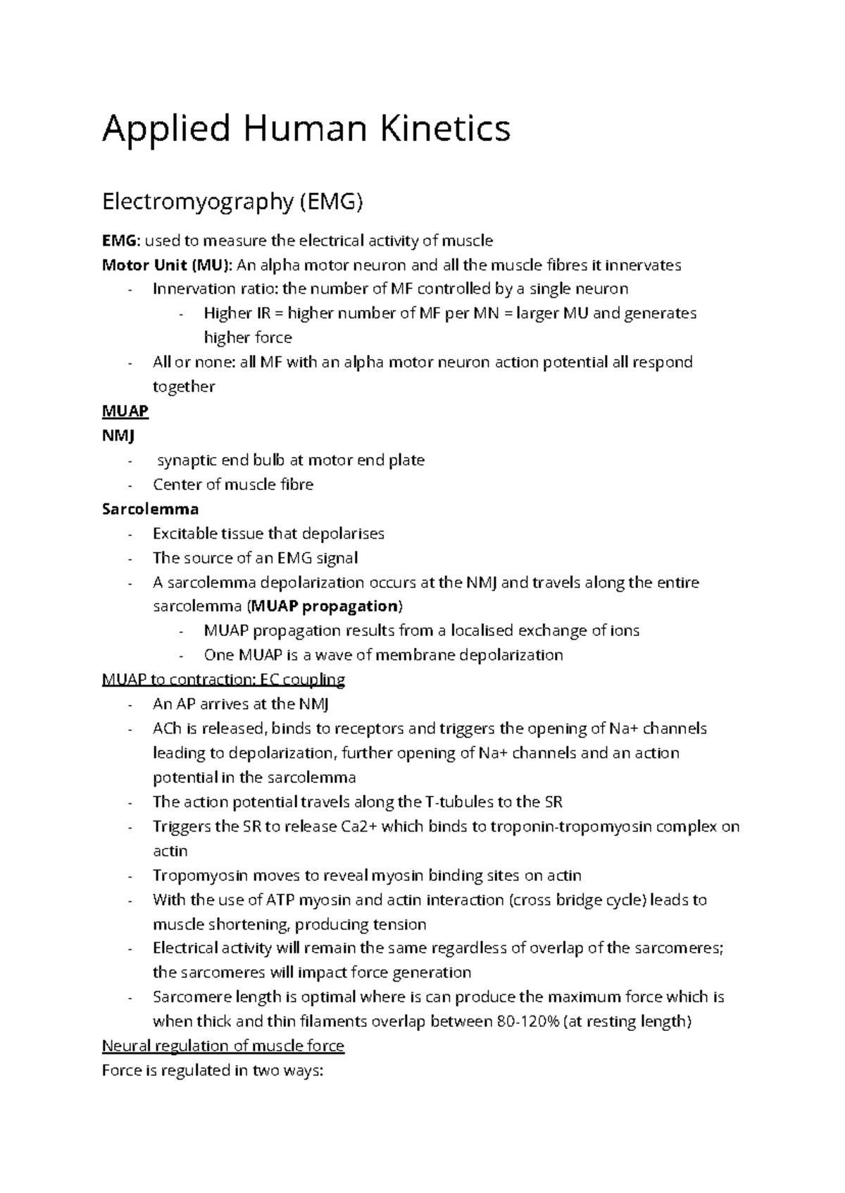 Applied Human Kinetics: Electromyography (EMG) Overview and Mechanisms ...