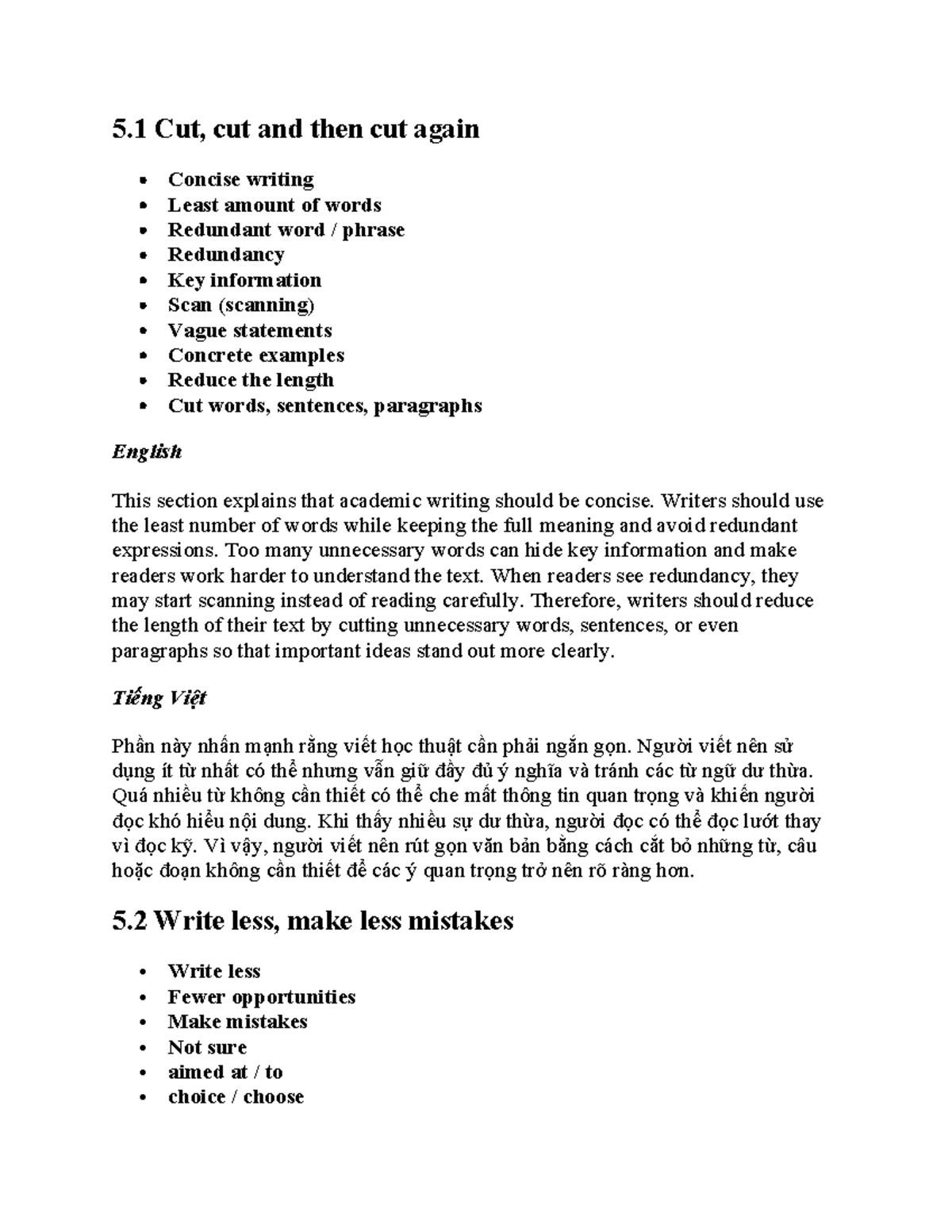 5.1 Concise Writing Strategies for Academic Success - Studocu