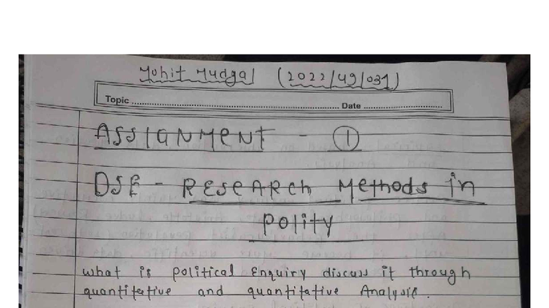 DSE Research Methods: Political Inquiry & Analysis Techniques - Studocu
