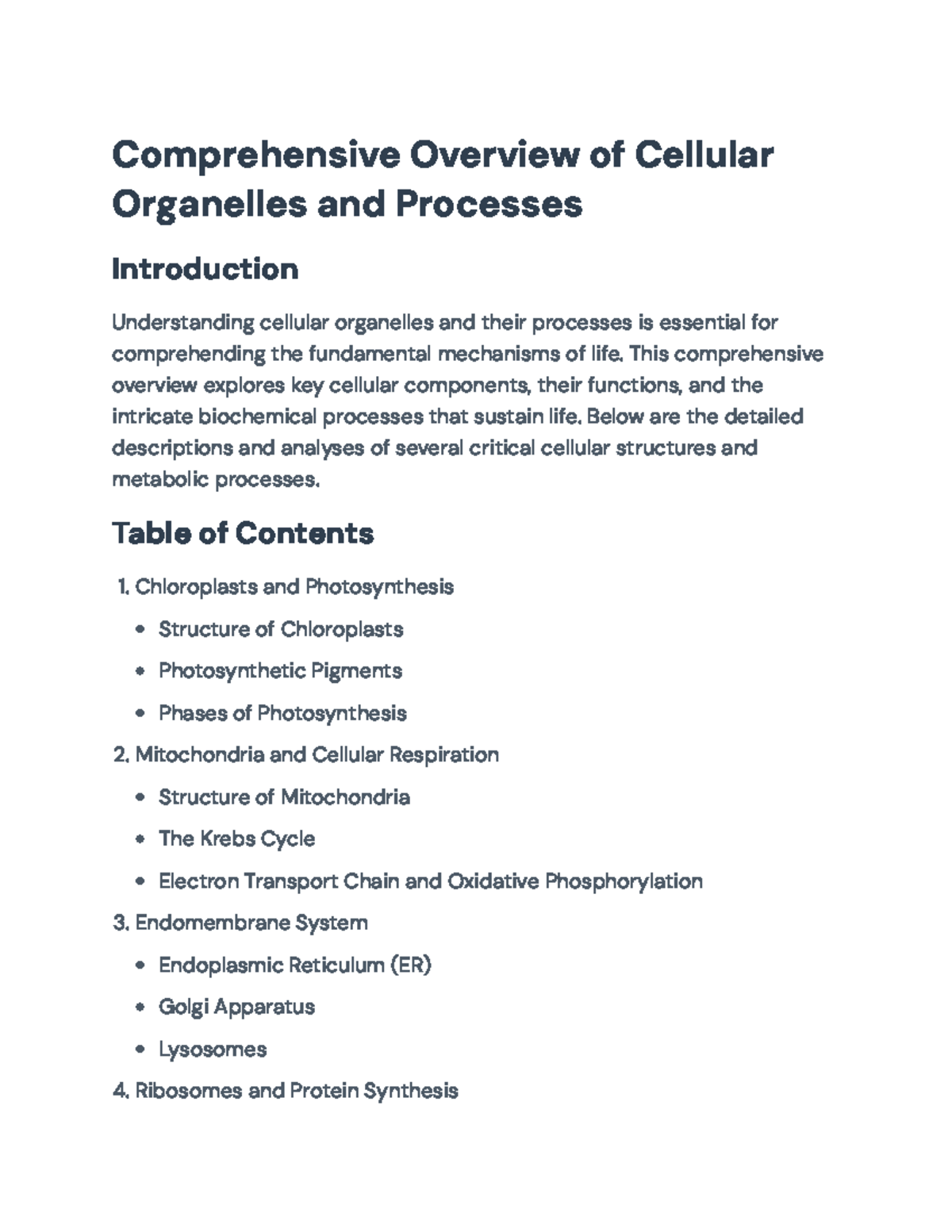 Cellular Organelles and Processes Overview: Structure & Function ...