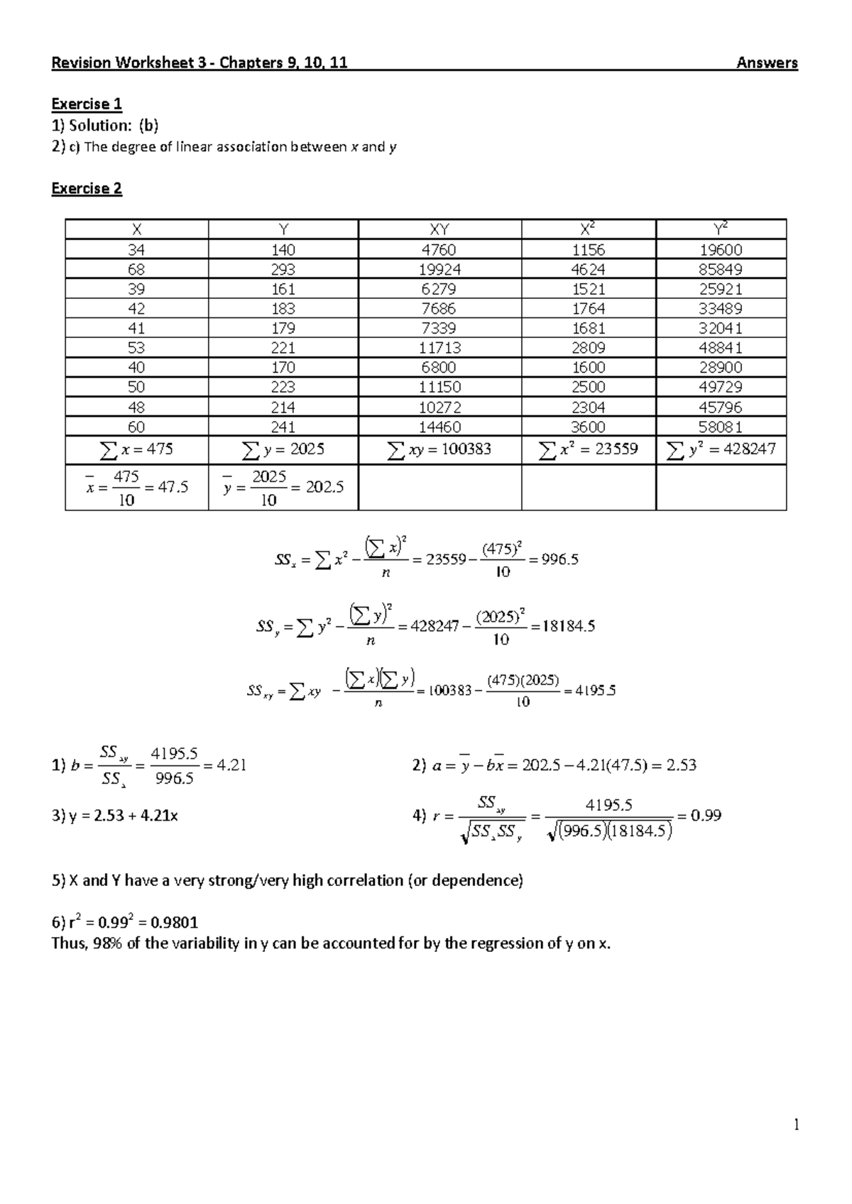 Revision Worksheet 3: Answers for Chapters 9, 10, 11 - Studocu