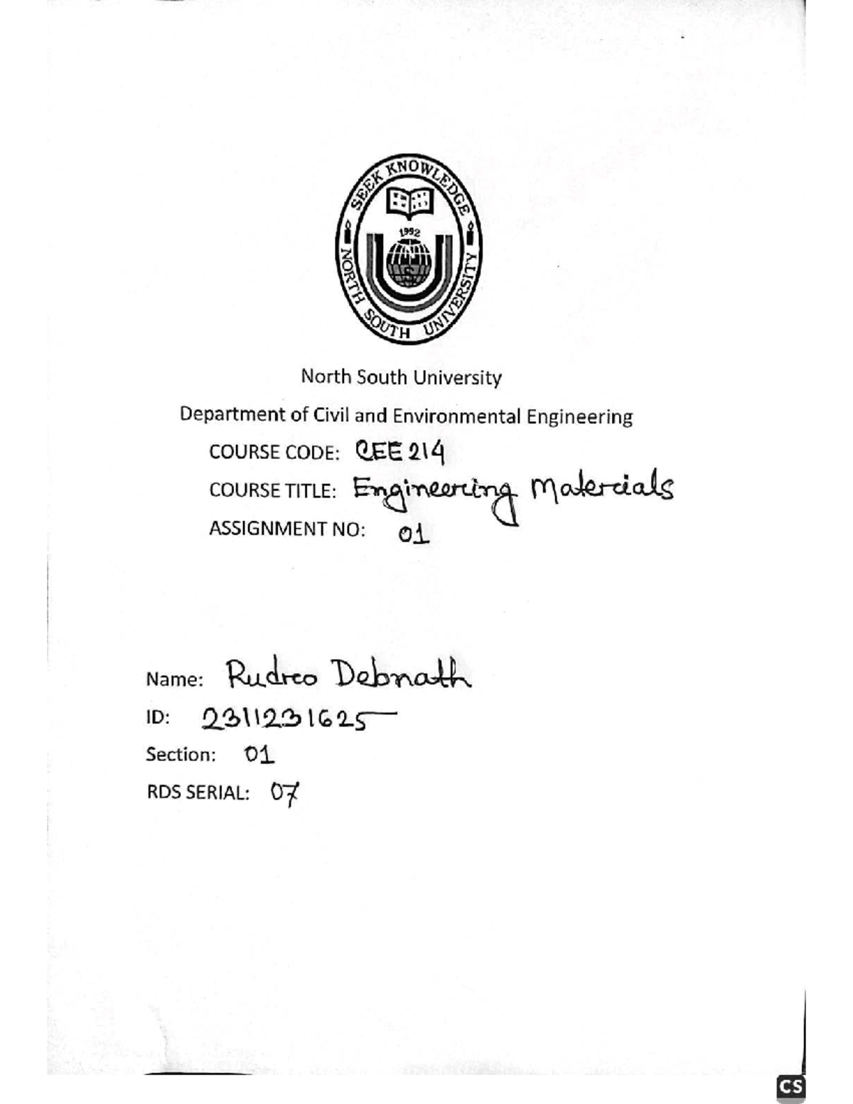 CEE 214 Assignment 01: Engineering Materials Analysis by Rudro Debnath - Studocu