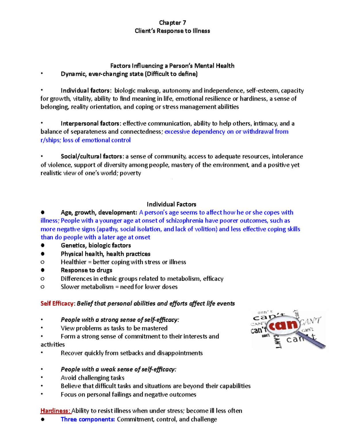 Client's Response to Illness - Chapter 7 Analysis and Insights - Studocu