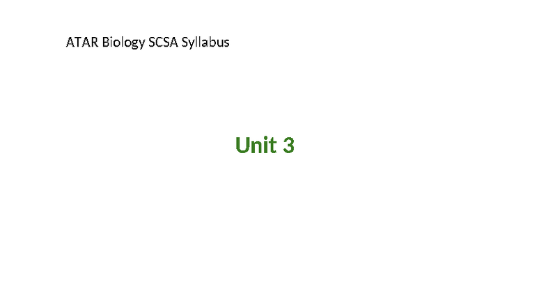 ATAR Biology SCSA Syllabus Unit 3 & 4 Overview and Learning Outcomes ...