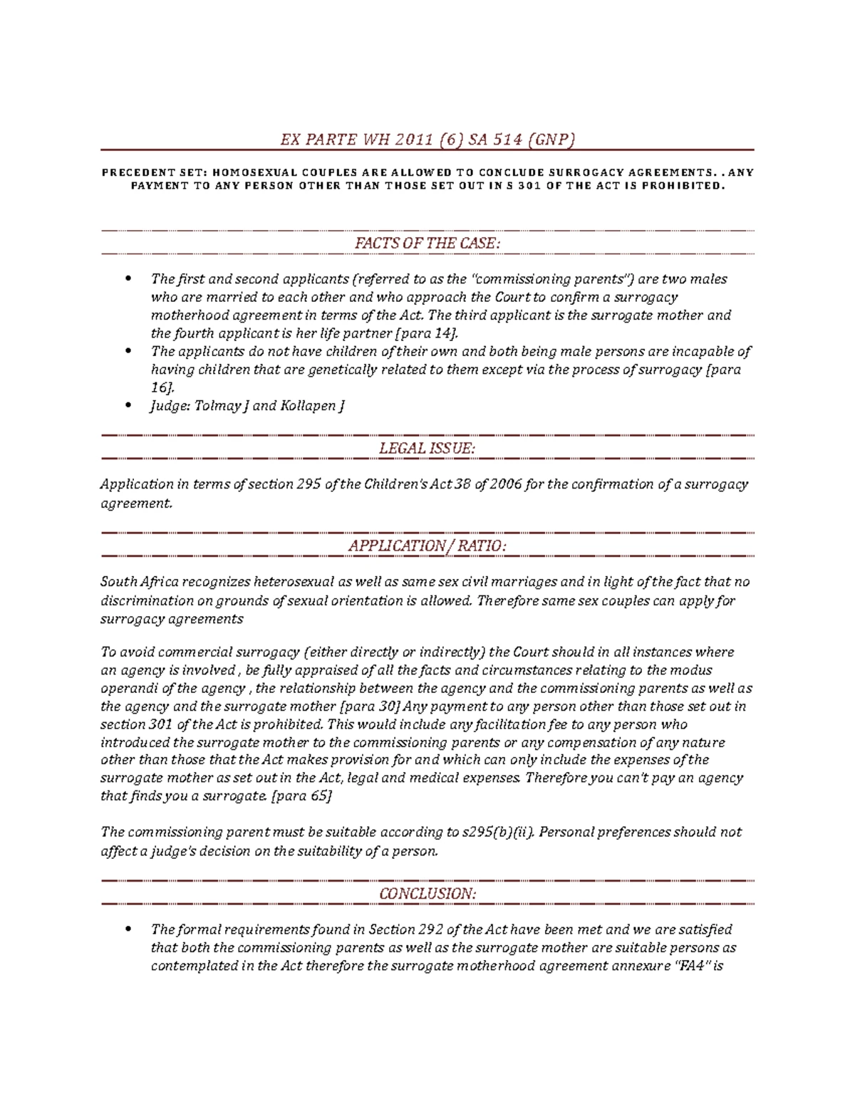 Ex Parte MS Case Summary - CASE SUMMARY Title: EX PARTE MS AND OTHERS ...