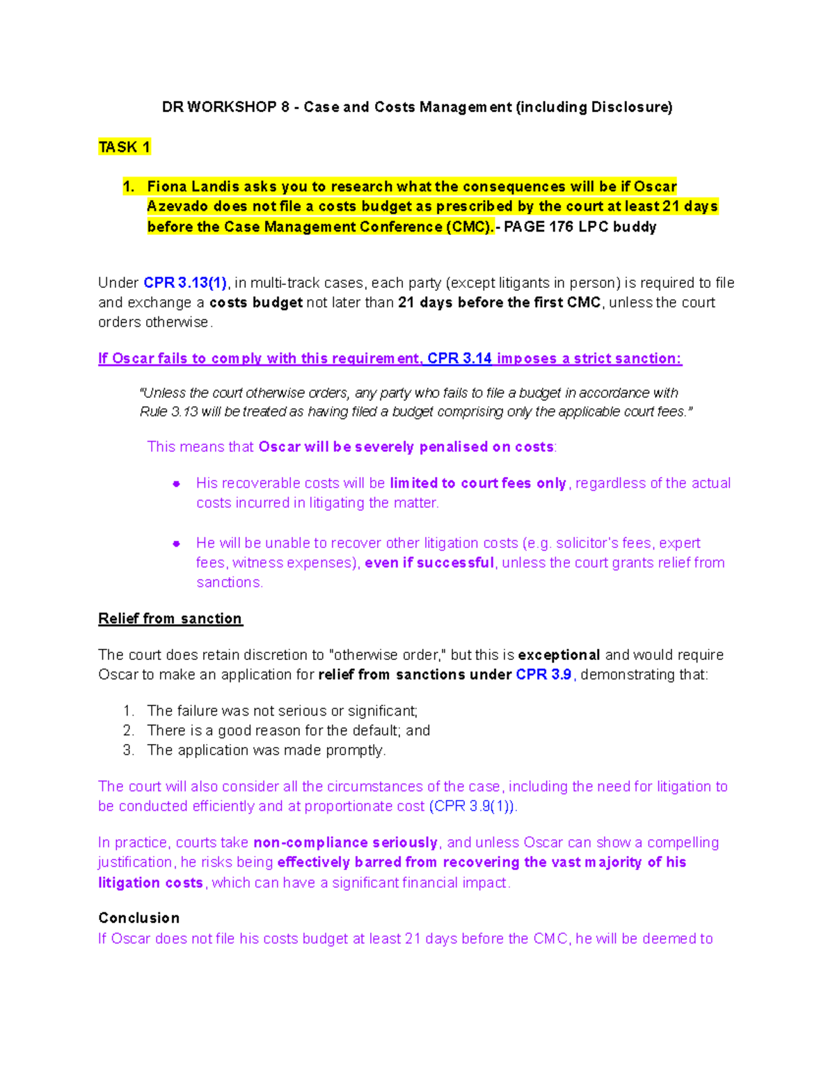 DR WS 8 Case Management & Costs Budgeting: Implications & Strategies ...