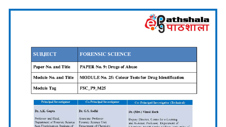 FSC P9 M25: Colour Tests for Drug Identification in Forensic Science ...