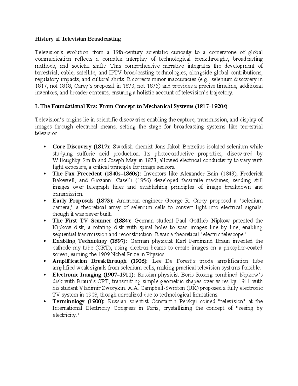 Evolution of Television Broadcasting: From Curiosity to Global ...