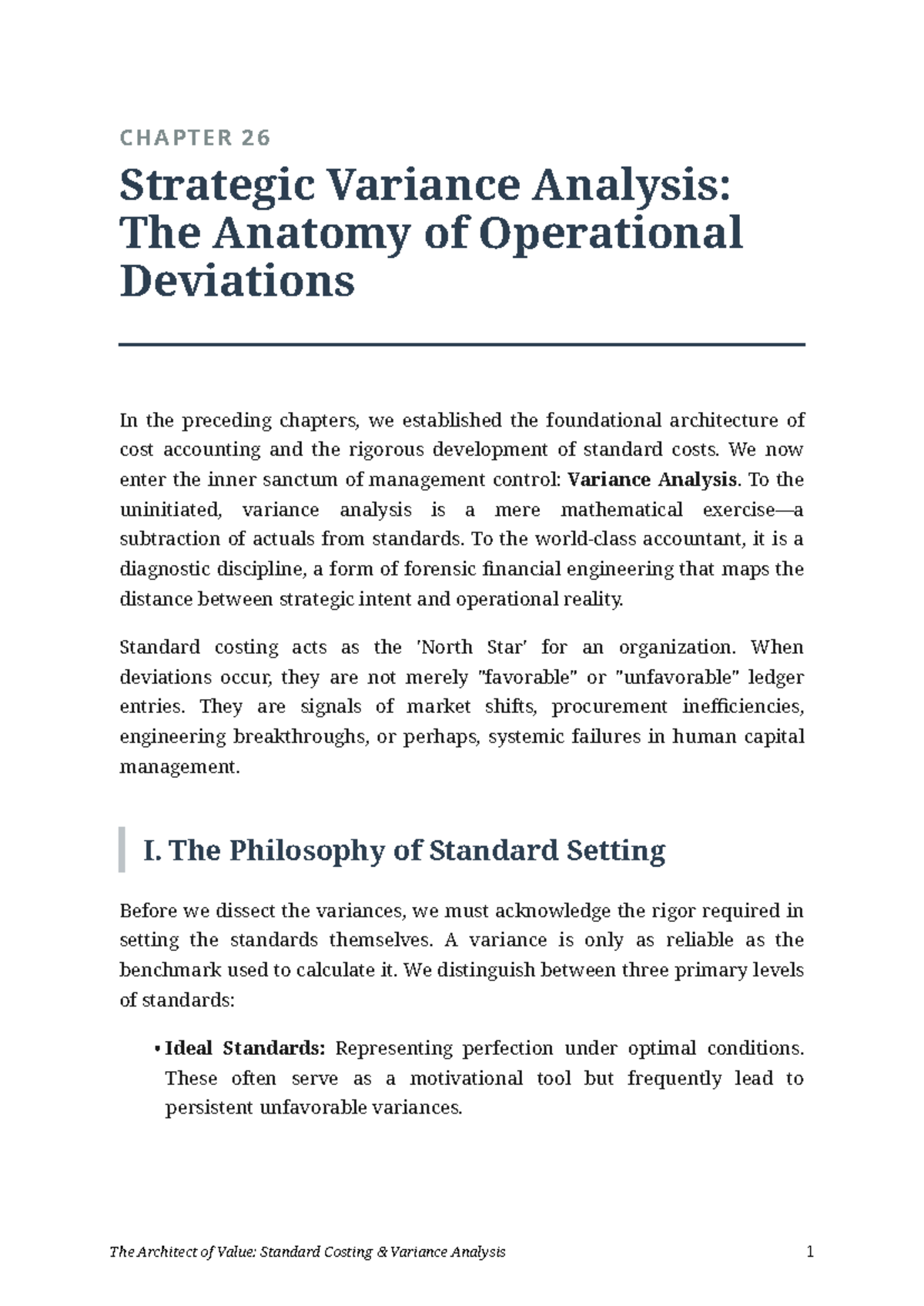 CHAPTER 26: Strategic Variance Analysis in Cost Accounting - Studocu
