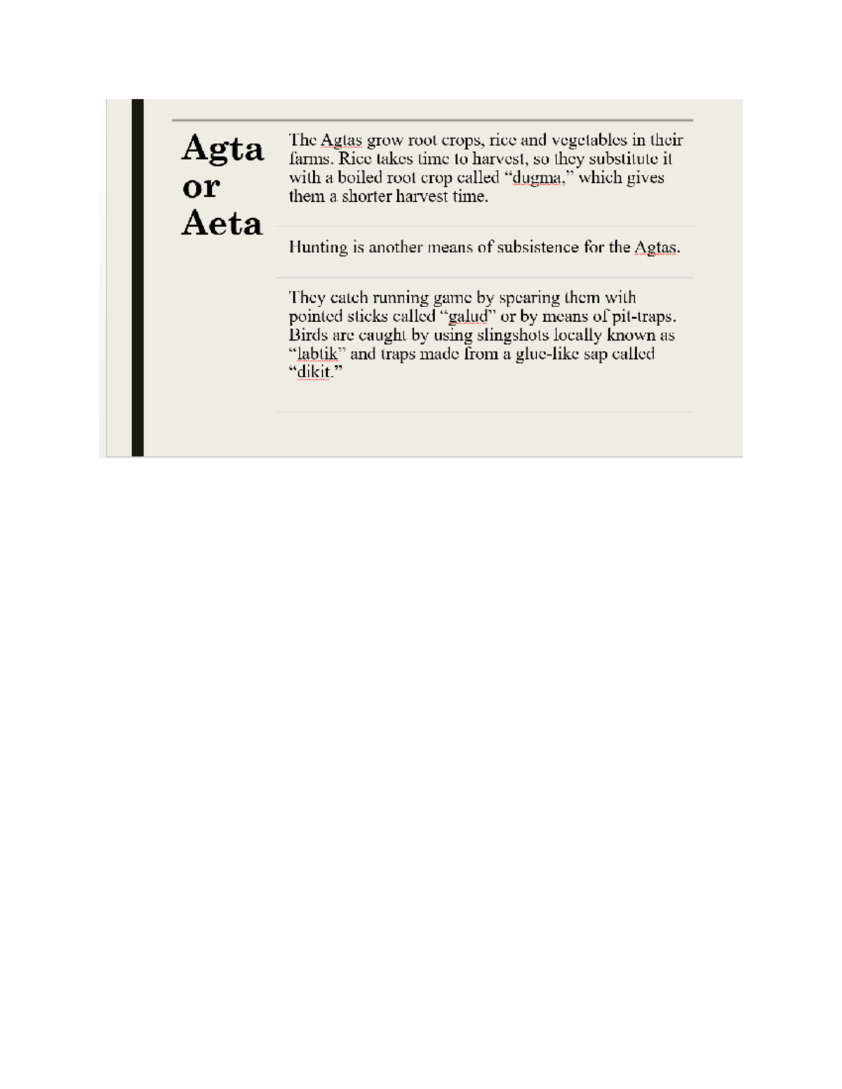 Agtameans: Exploring Agta/Aeta Subsistence & Farming Practices - Studocu