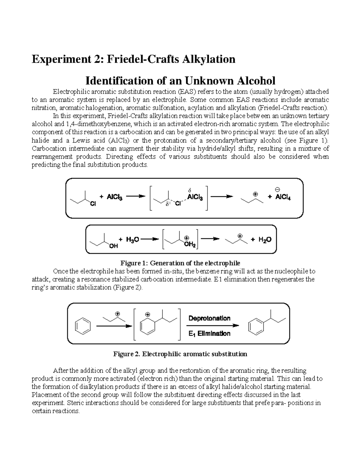 CHEM 2212L Experiment 2 - Alkylation of an Unknown Alcohol - Studocu