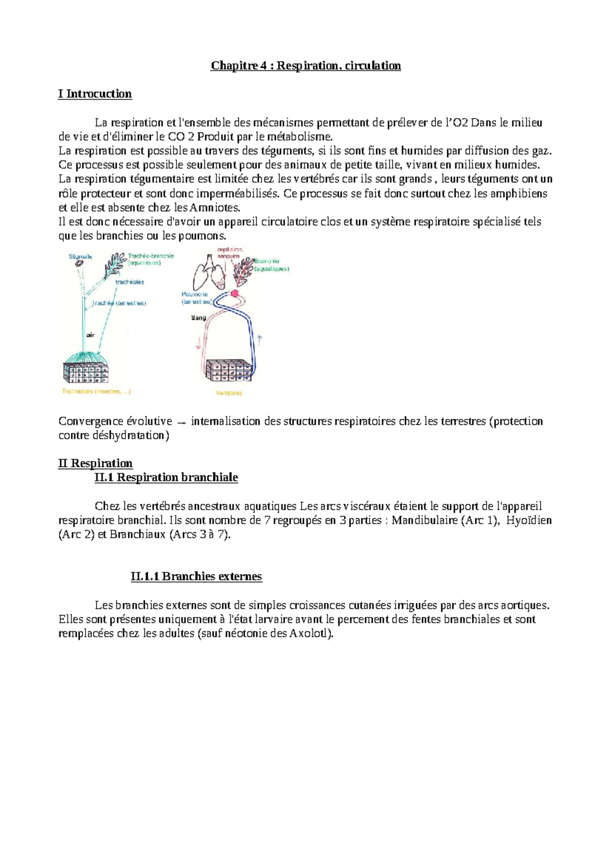 Chap. 4 : Notes sur la Respiration et Circulation des Vertébrés - Studocu