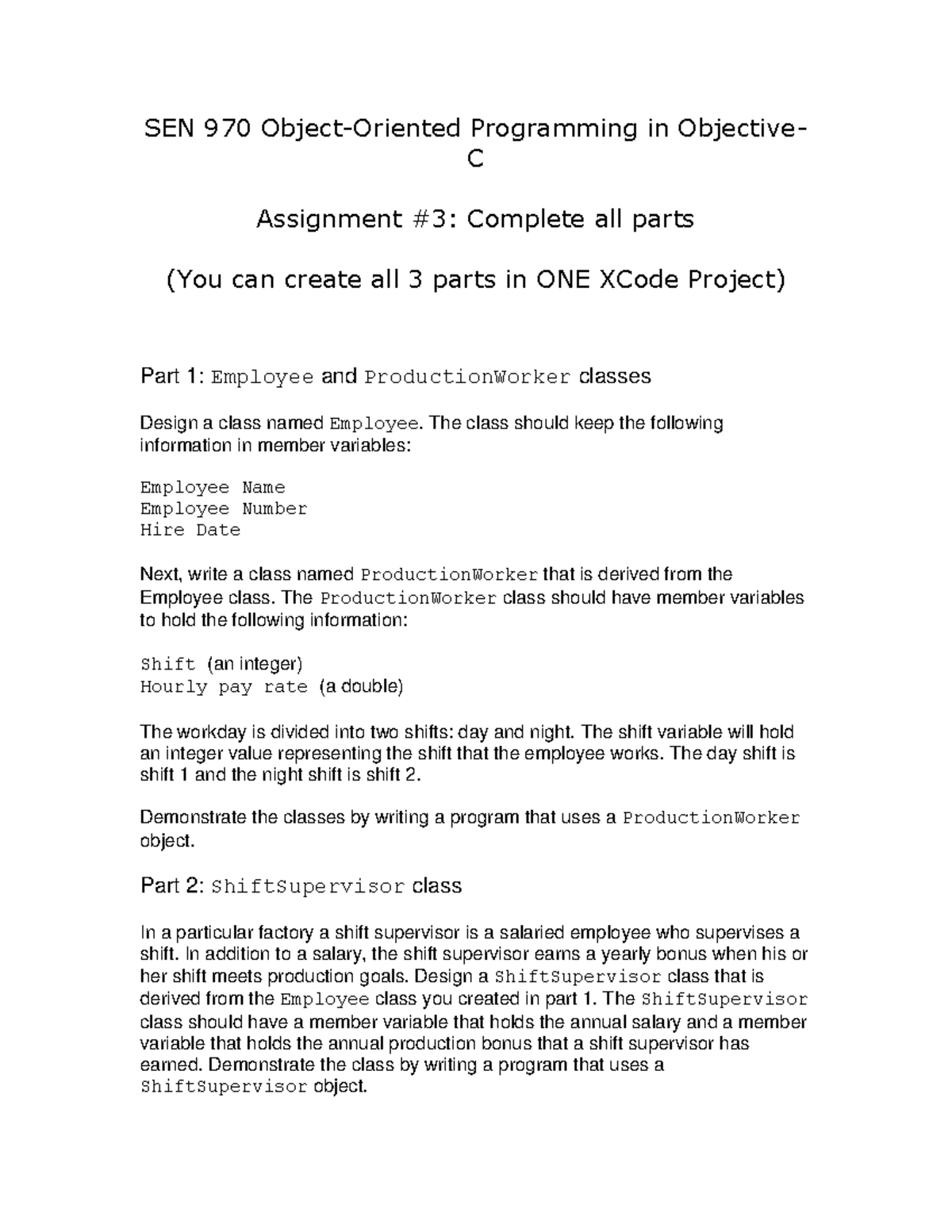 OOP Coursework - Object Oriented programming - SEN 970 Object-Oriented Programming in Objective ...