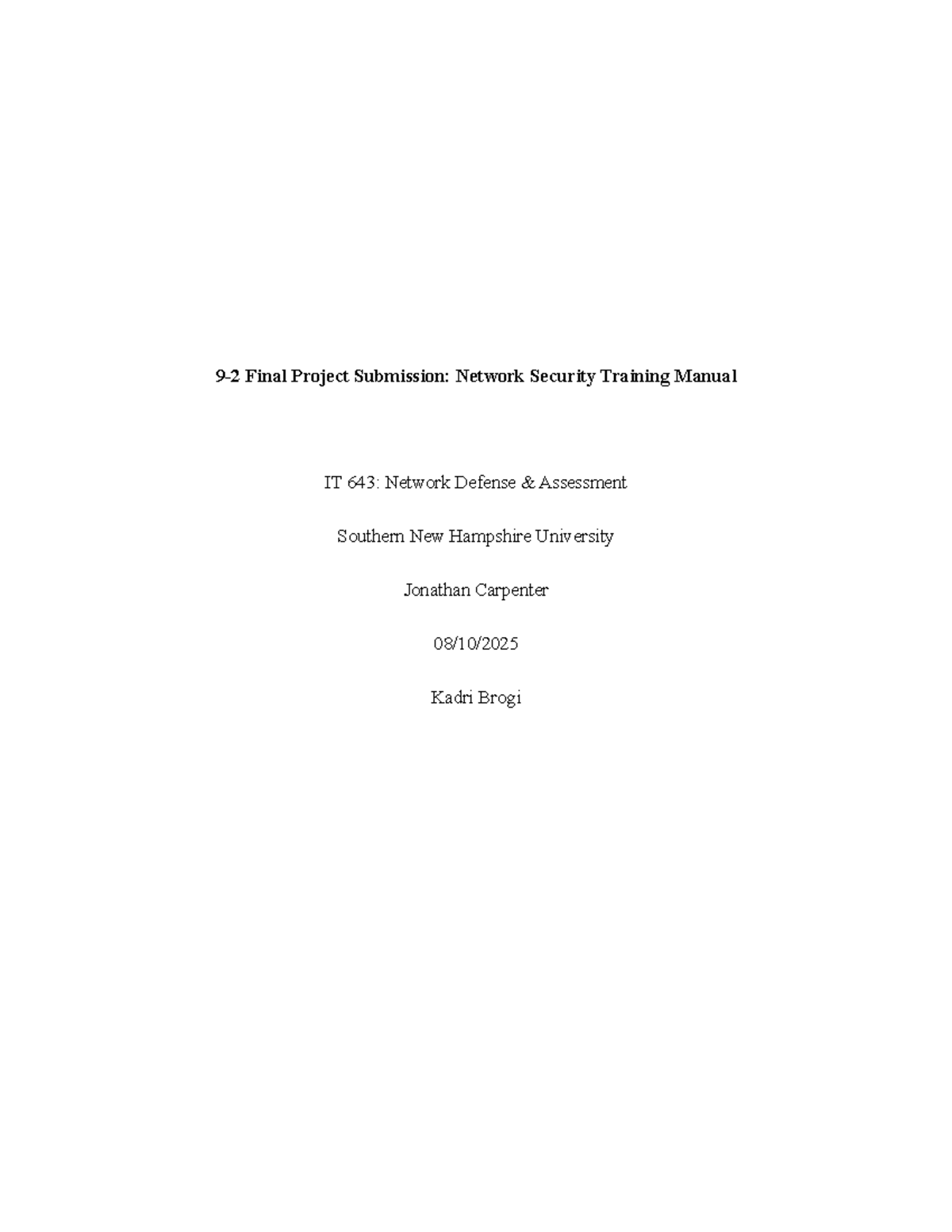 Final Project: Network Security Training Manual IT 643 - Studocu