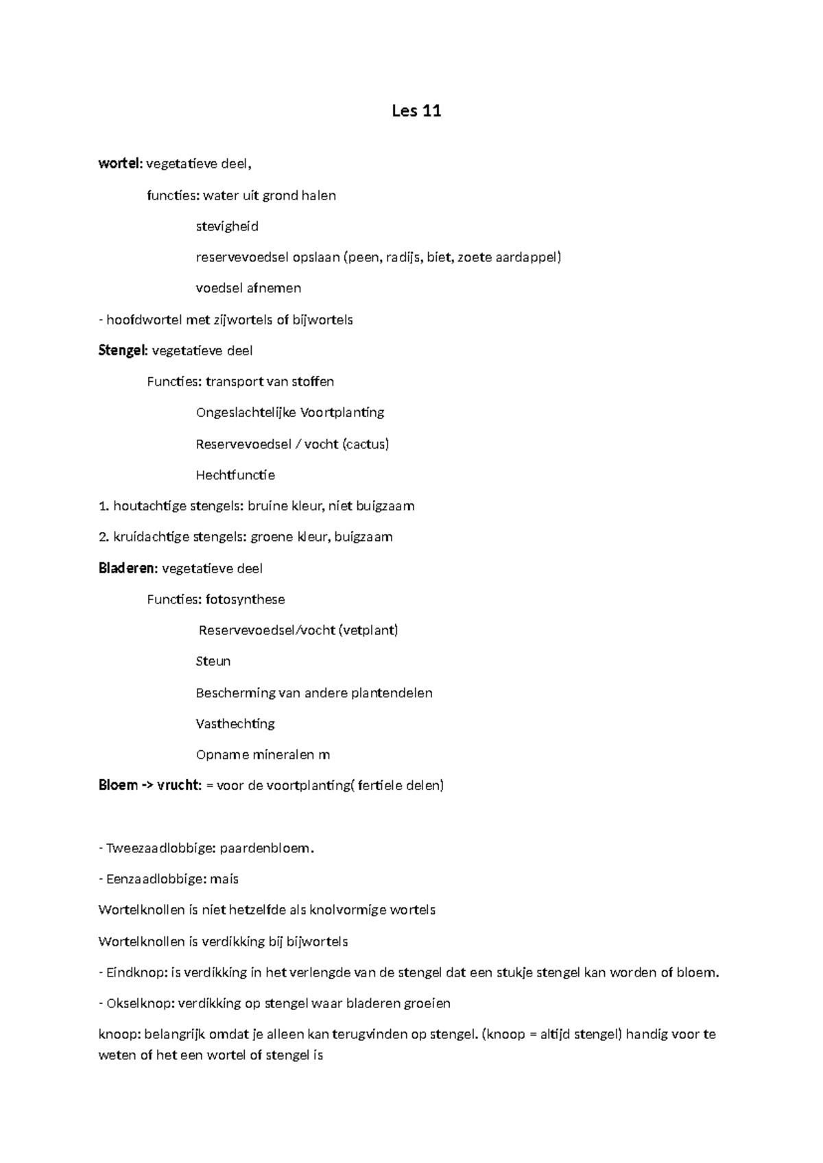 Les 11: Delen van de Plant - Functies en Kenmerken van Wortels ...
