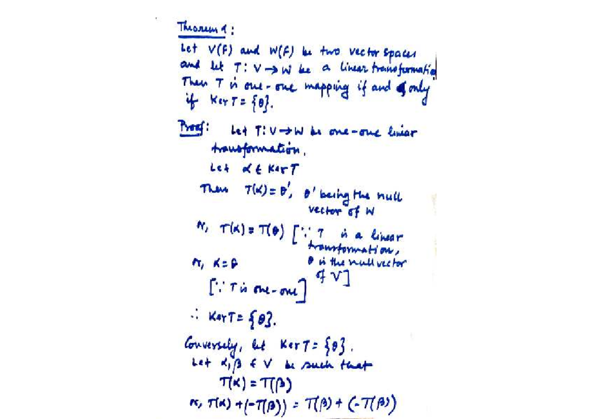 Linear Transformation Theorems and Proofs (MATH 3) - Studocu