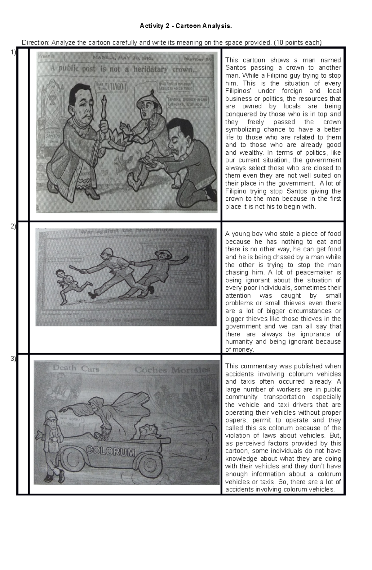 Cartoon Analysis - Direction: Analyze the cartoon carefully and write ...