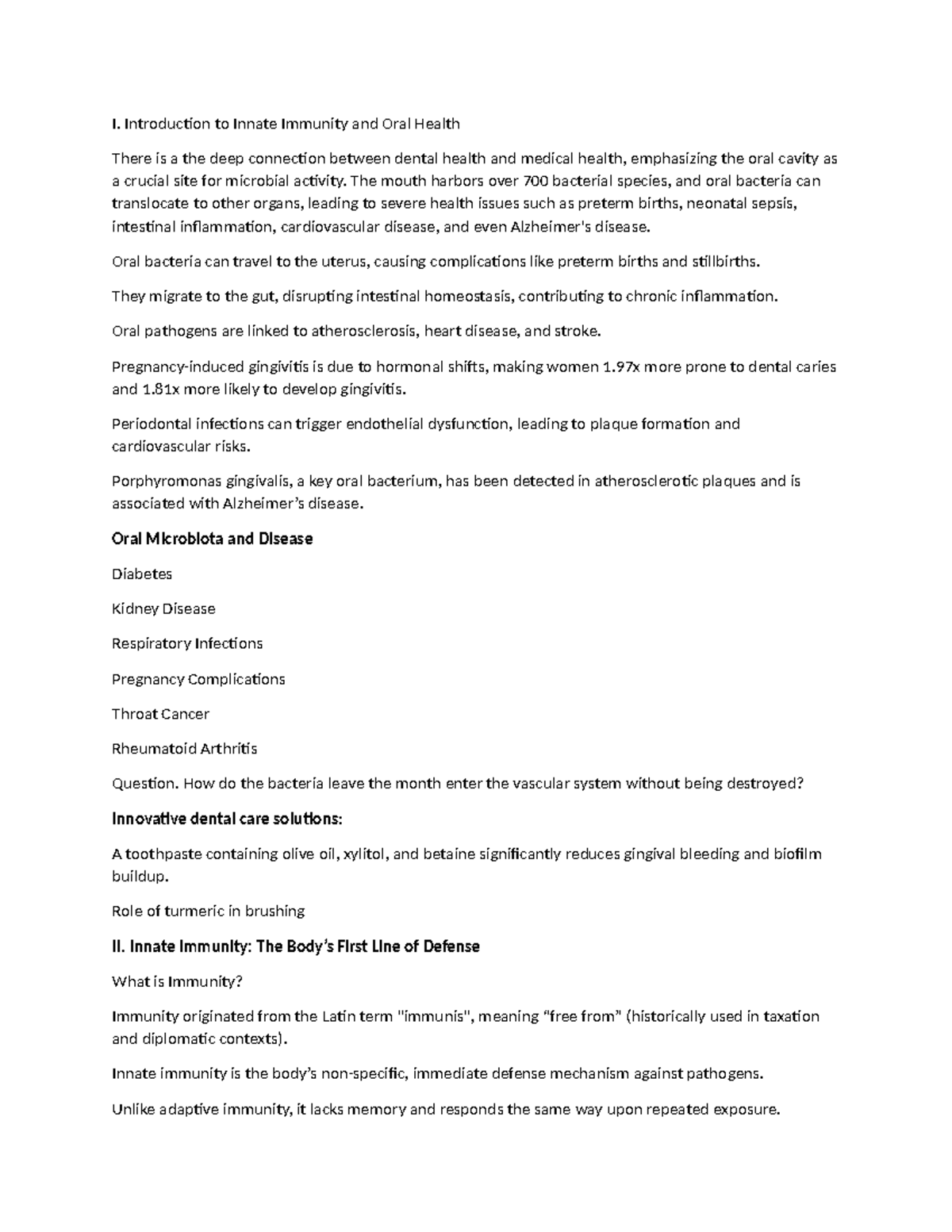 Innate Immunity and Oral Health: Interconnections and Mechanisms - I ...