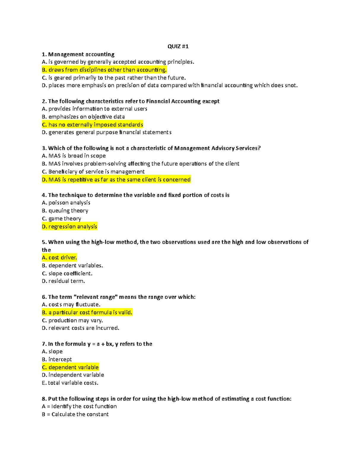 MAS QUIZ #1: Key Questions & Answers on Management Advisory Services ...